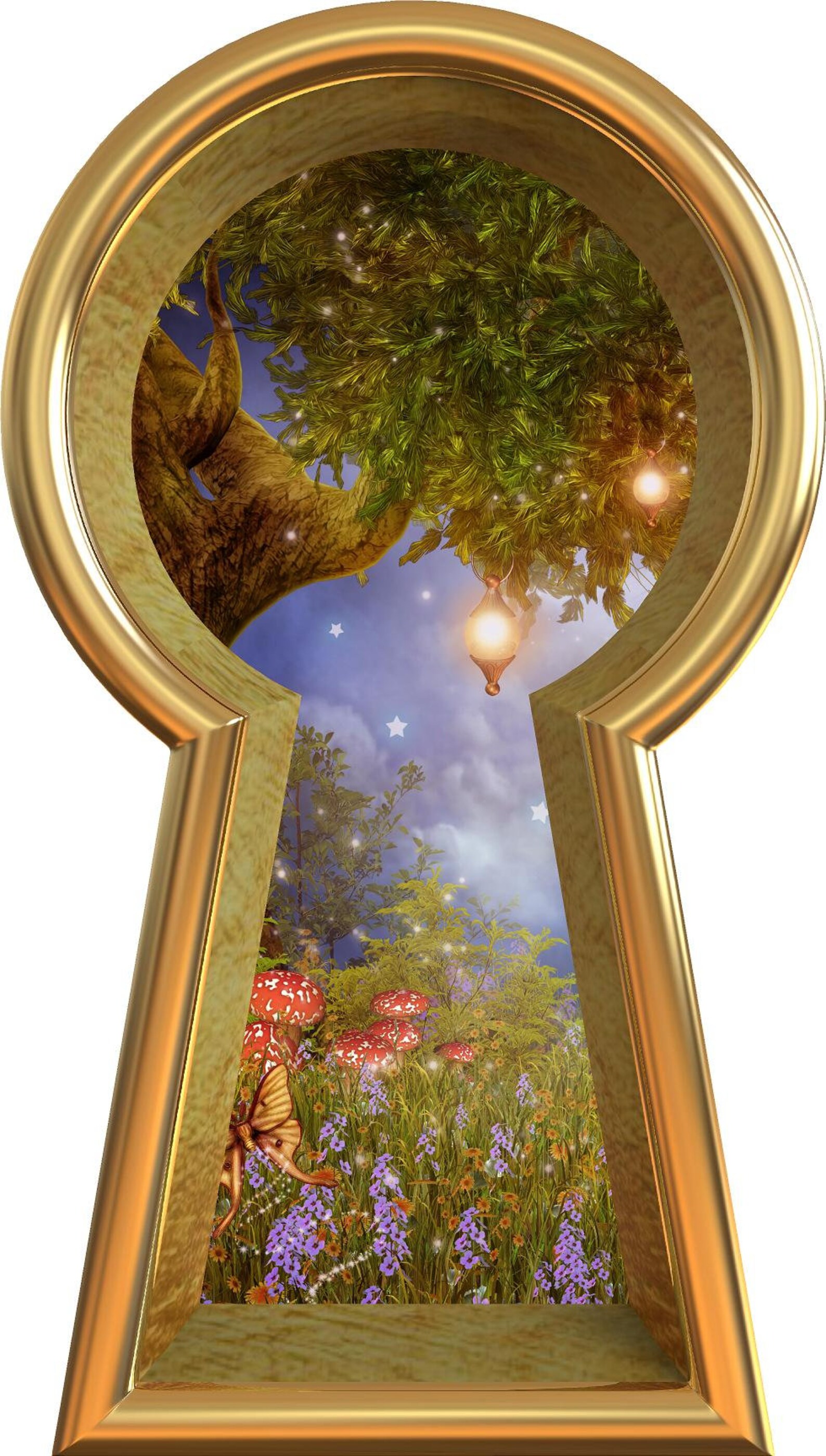 Keyhole 3D Removable Wall Decal Enchanted Lantern Tree | Etsy