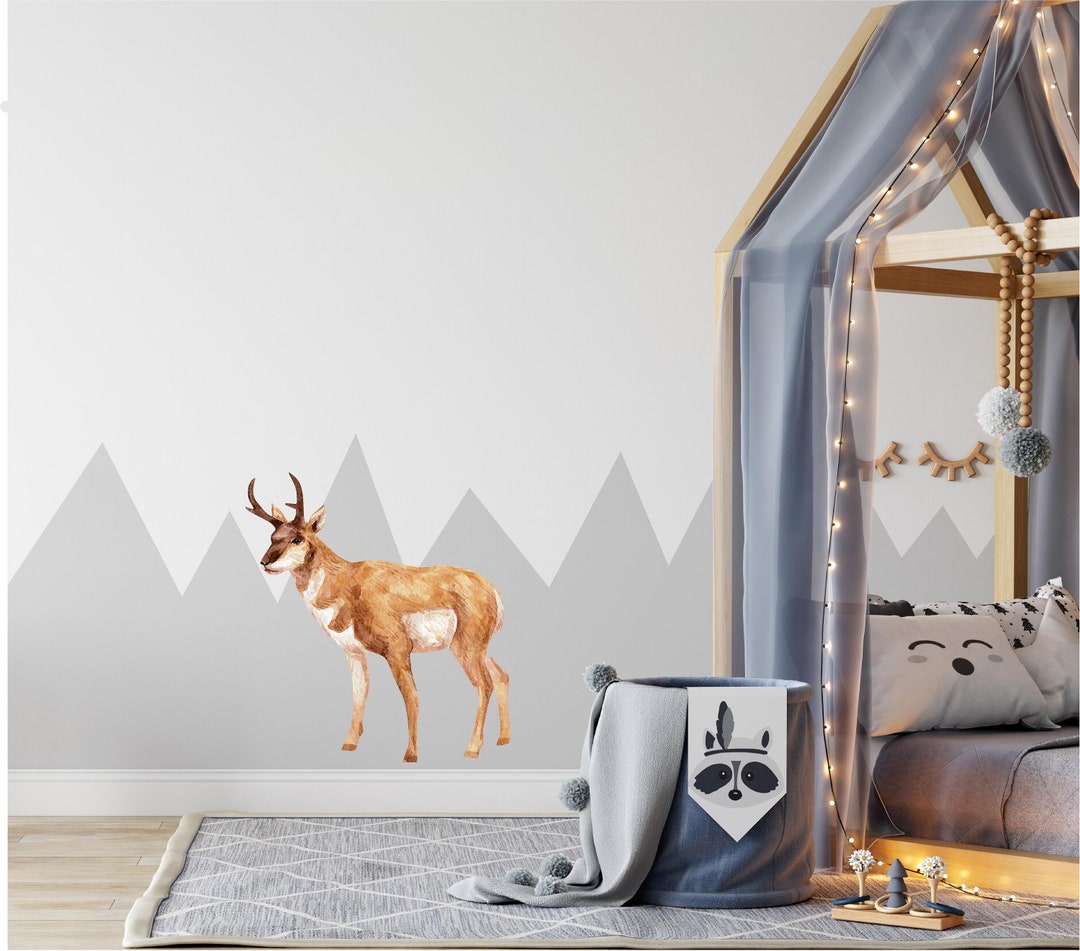 Pronghorn Antelope Wall Decal Watercolor Goat Wall Sticker Woodland ...