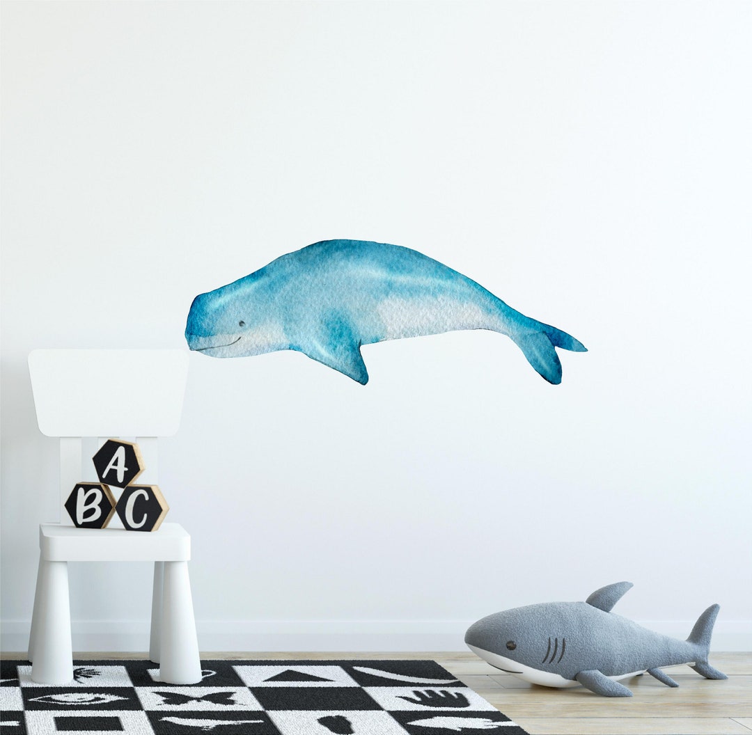 Blue Beluga Whale Wall Decal Ocean Sea Life Removable Fabric Wall ...
