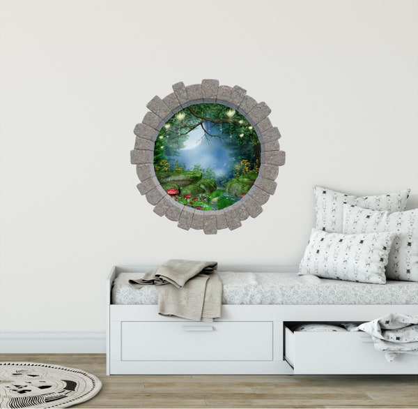 Magical Forest Wall Mural / Enchanting Bridge / Fairy Paradise / Bright ...
