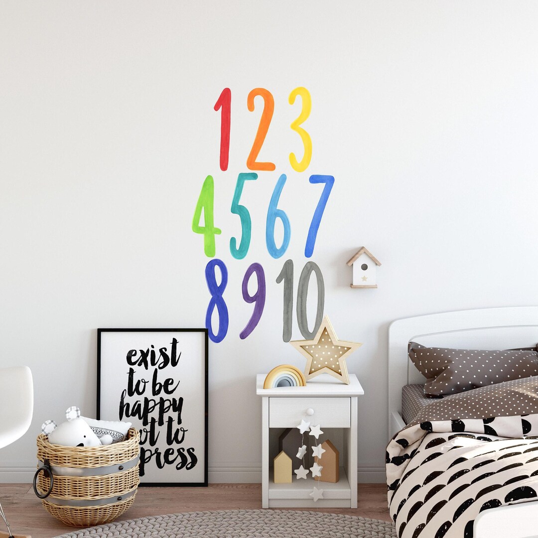 LARGE Watercolor Rainbow Numbers Wall Decal Set • Numbers 1-10 ...
