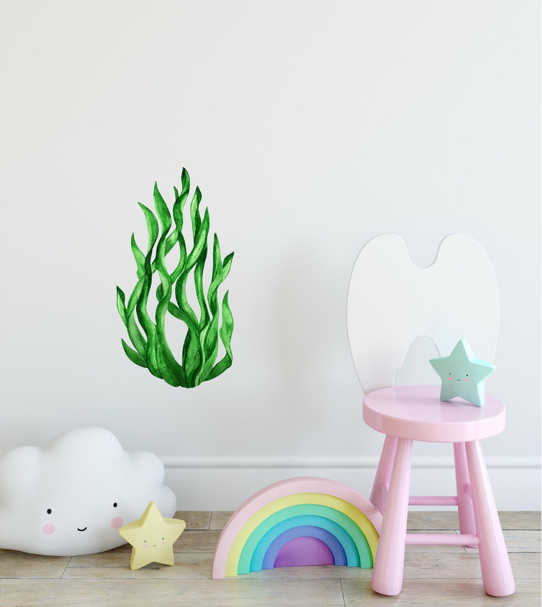Green Seaweed 3 Wall Decal Ocean Sea Life Removable Fabric Wall Sticker ...