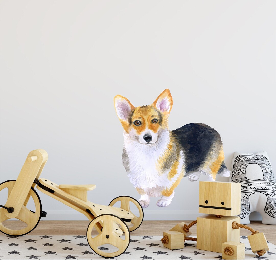 Corgi Dog Wall Decal Watercolor Removable Peel and Stick Wall Decor - Etsy