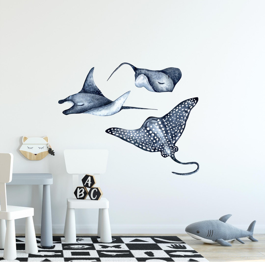 Stingray, Manta Ray & Spotted Eagle Ray Wall Decal Set of 3 Ocean Sea ...