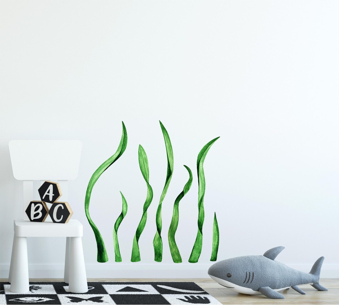 Dark Green Seaweed Set of 7 Wall Decal Ocean Sea Life Removable Fabric ...