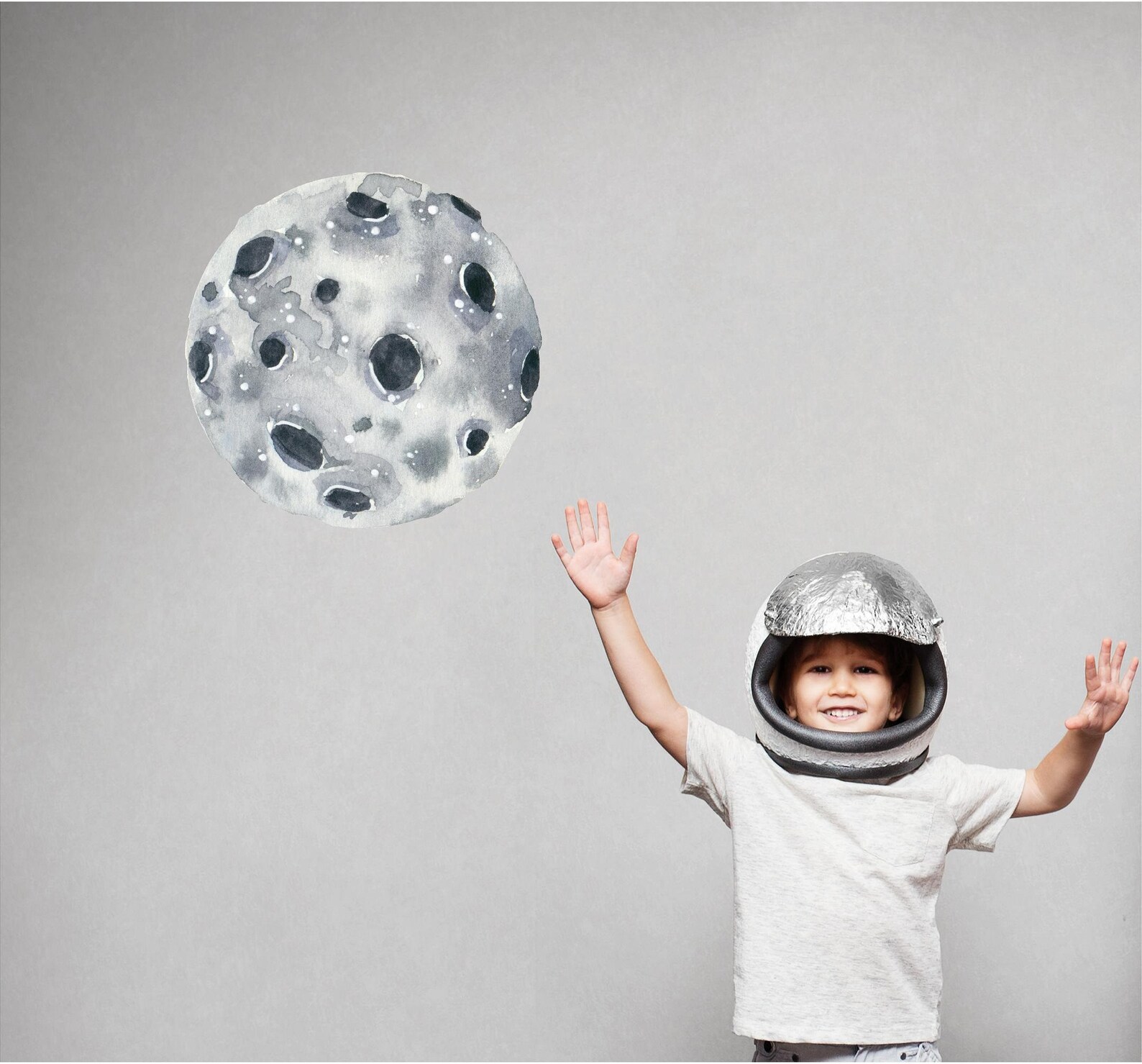 Watercolor Asteroid Moon Wall Decal Full Moon Wall Sticker Crater Moon ...
