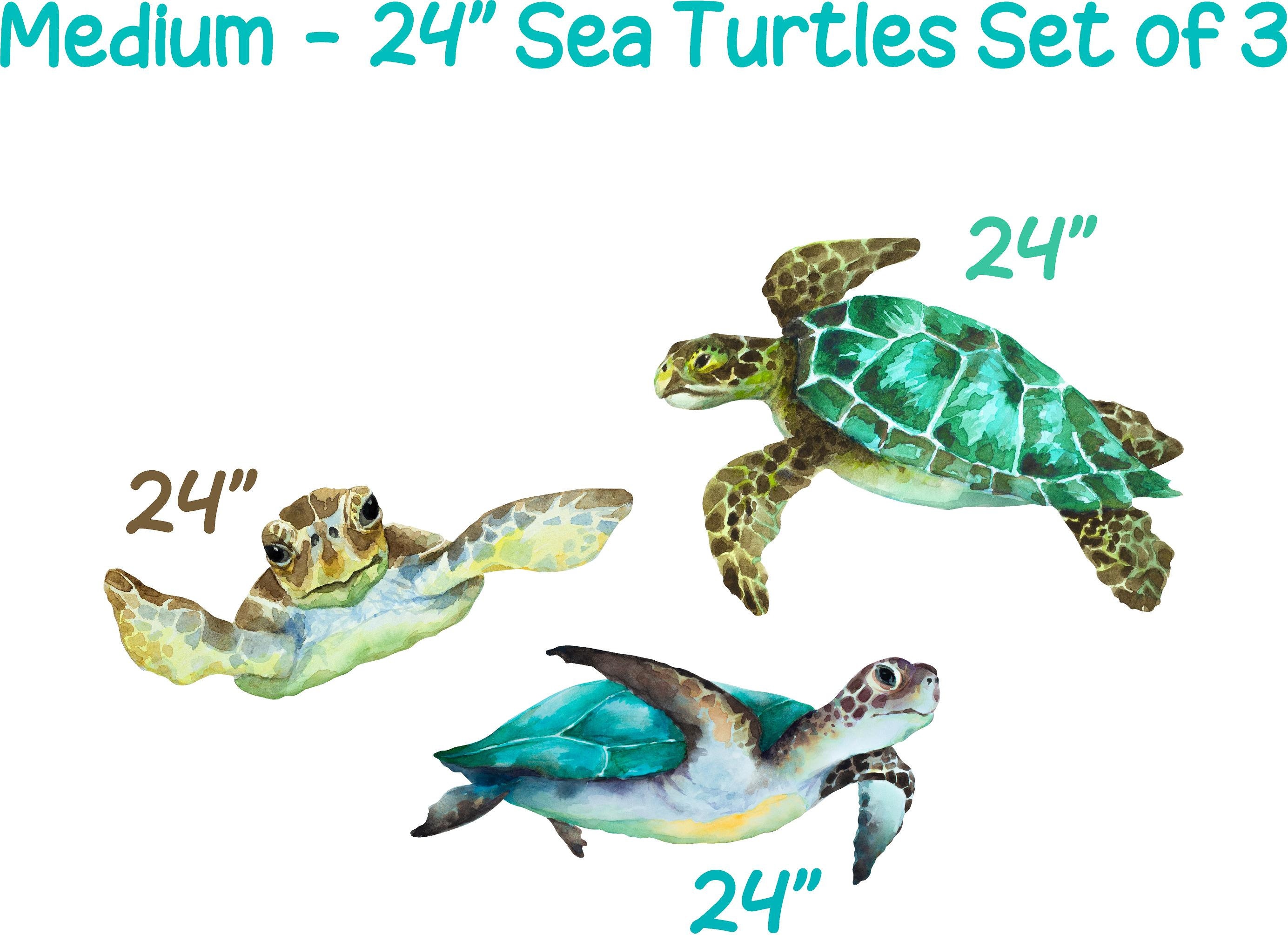 Watercolor Green Sea Turtles Wall Decal Set of 3 Green Blue | Etsy