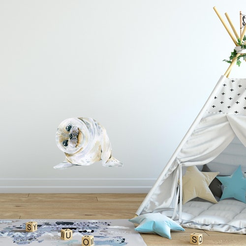 Watercolor Cartoon Seal Wall Decal Ocean Sea Life Removable - Etsy