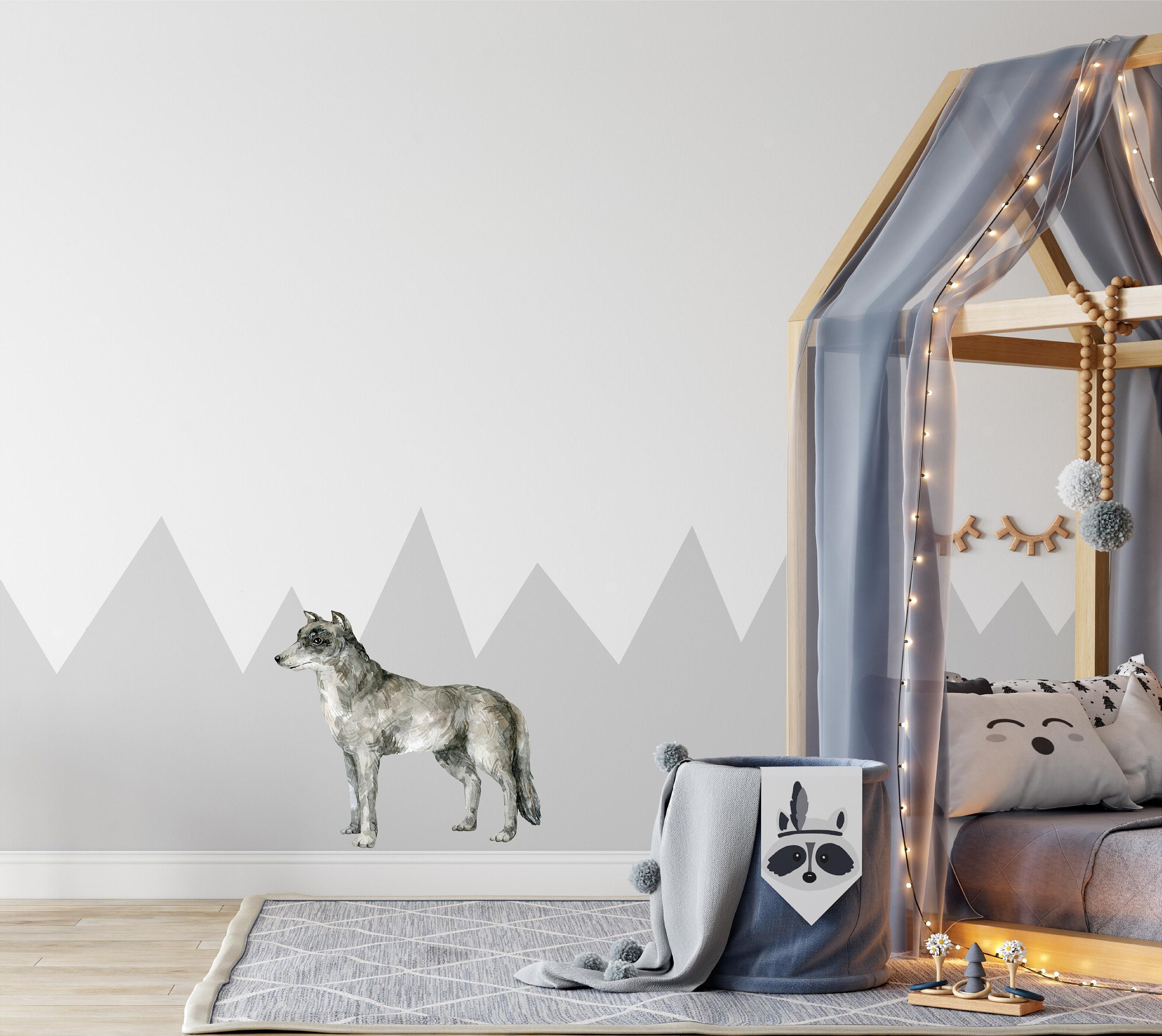 Wolf Wall Decal Woodland Forest Animals Gray Wolves Watercolor | Etsy