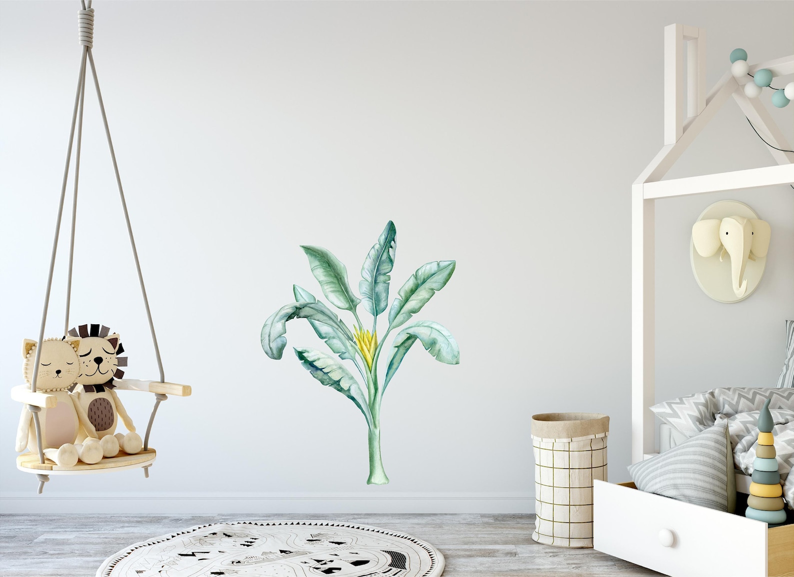 Banana Tree with Tropical Leaves Jungle Botanical Wall Sticker | Etsy