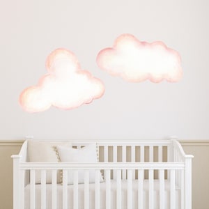 Watercolor Pink Clouds Wall Decal Removable Fabric Wall Sticker Girls ...