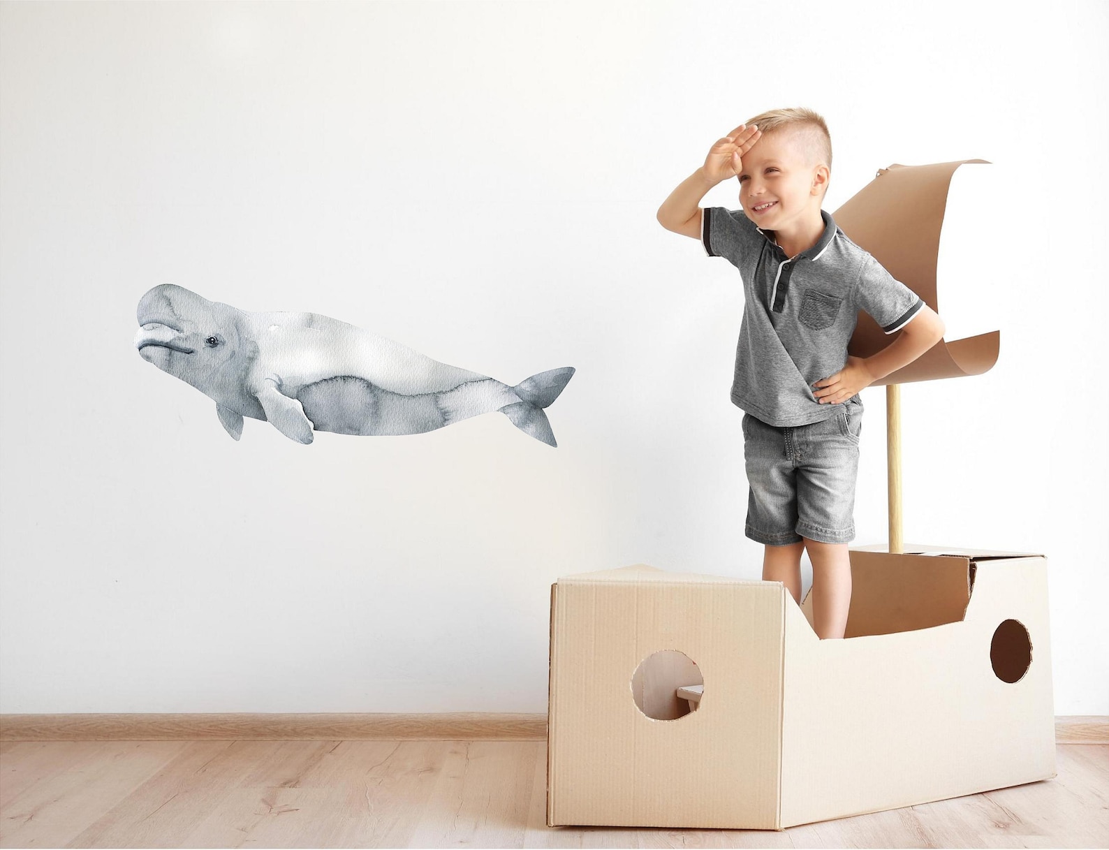 Watercolor Beluga Whale 4 Wall Decal Removable Fabric Vinyl | Etsy