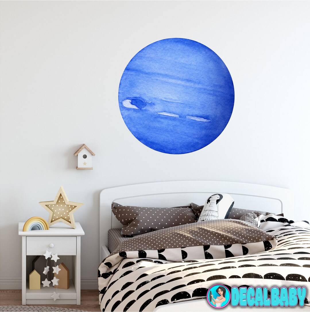 Planet Neptune Watercolor Wall Decal Sticker Solar System Mural Outer ...