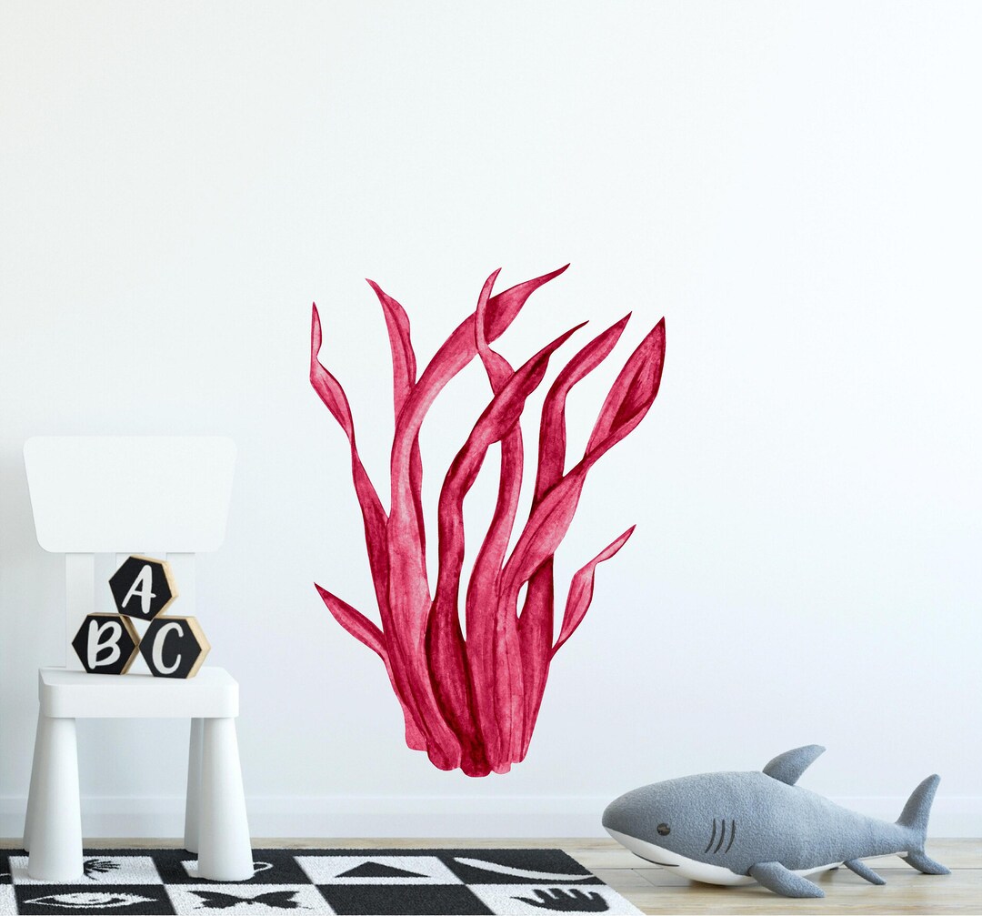 Red Seaweed #2 Wall Decal Ocean Sea Life Removable Fabric Wall Sticker ...
