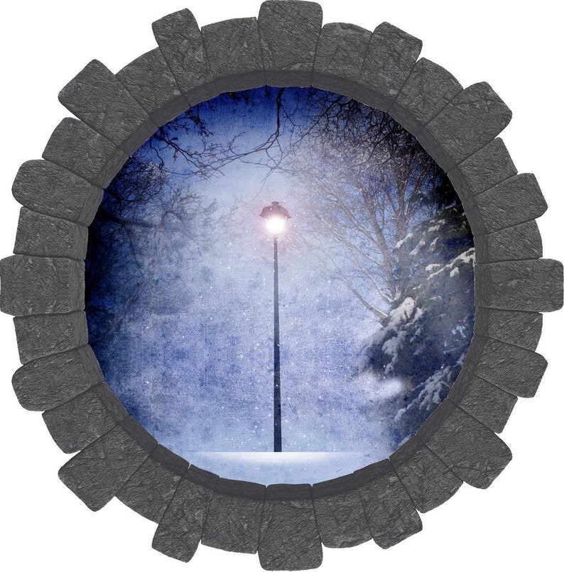 3D Stone Hole Wall Decal Enchanted Lamp Post Fantasy Brick 3d Window ...