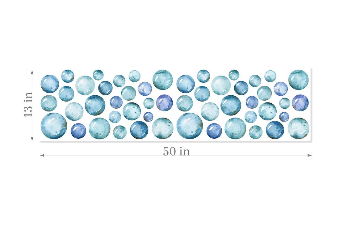 Watercolor Aqua Blue Bubbles Wall Decal Set • Underwater Bubble Wall ...