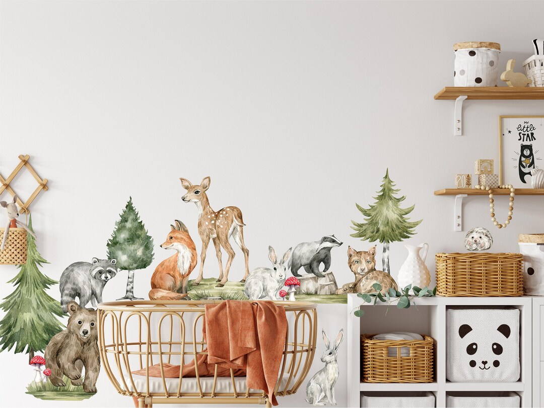 Woodland Animals Wall Decal Set #2 | Watercolor Woodland Forest Animal ...