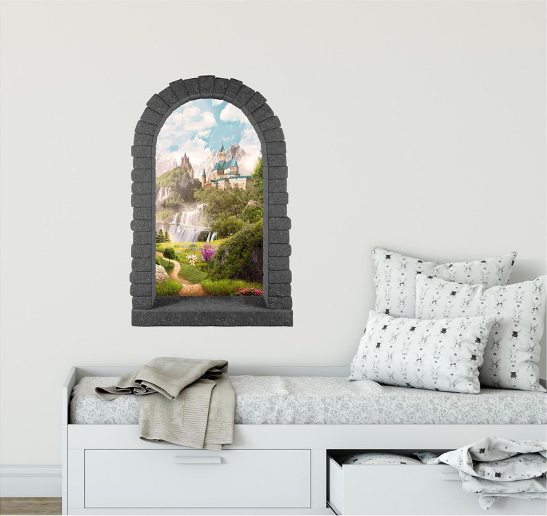 Rounded Stone Castle Window Wall Decal Fairytale Castle - Etsy
