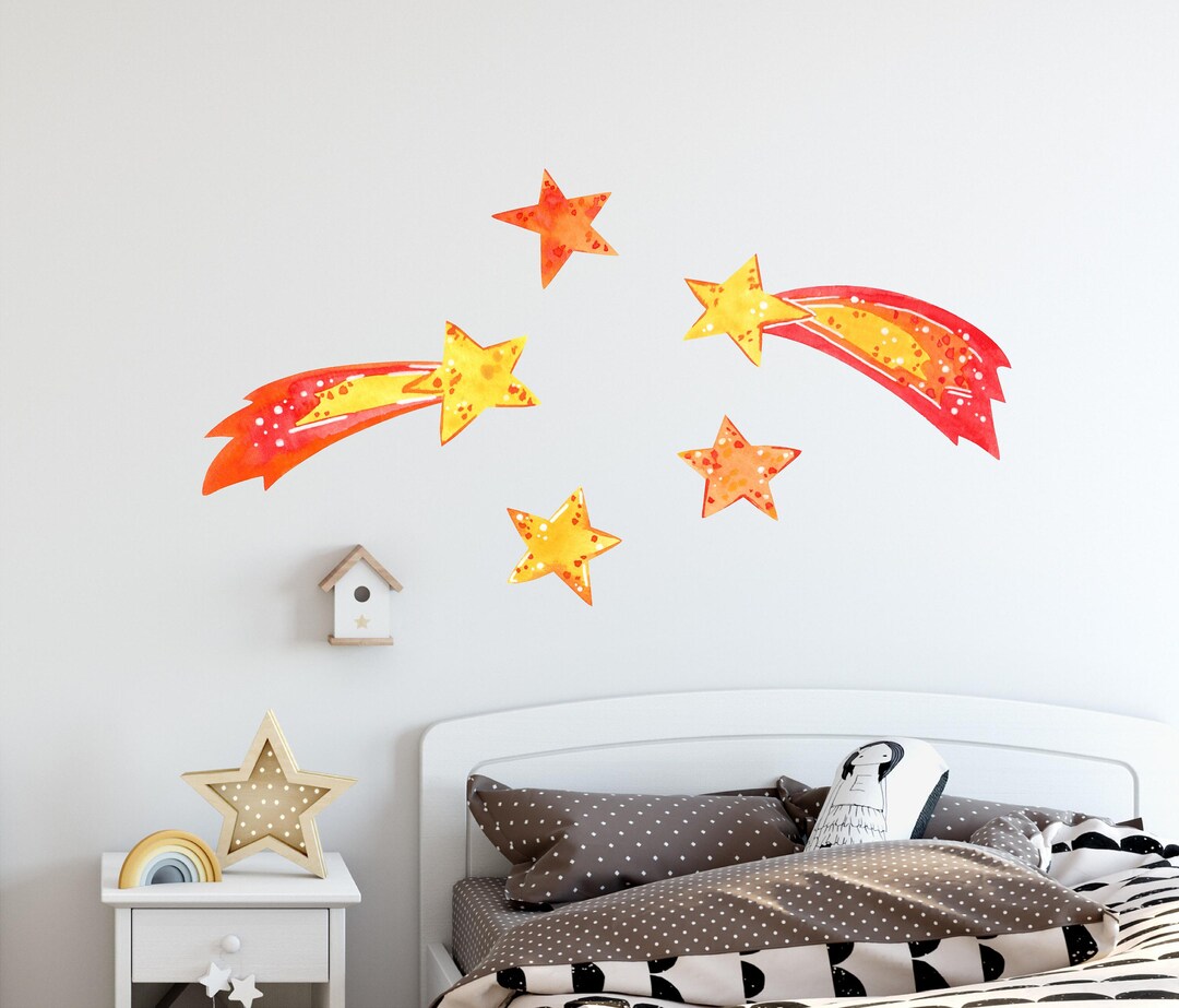 Shooting Stars Wall Decal Set, Watercolor Space Star Comets Wall ...