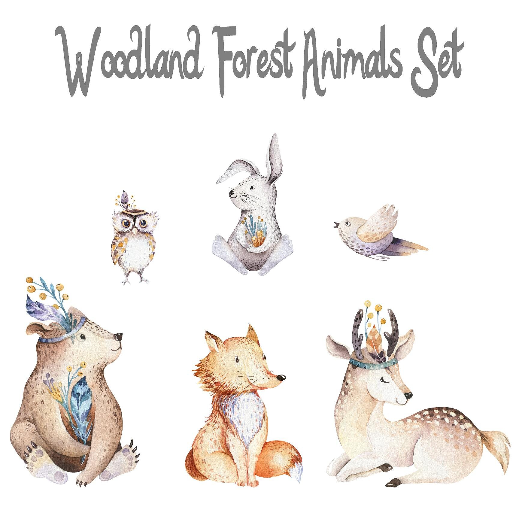 Woodland Animals Wall Decal Set Forest Animal Wall Stickers | Etsy