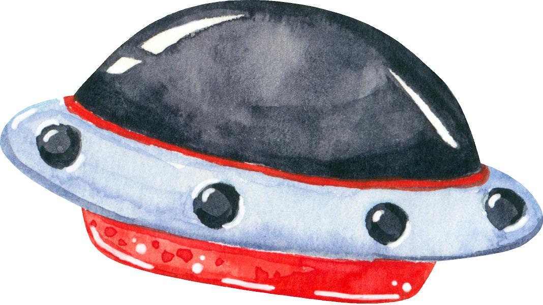 Watercolor UFO Alien Spaceship Wall Decal Spacecraft Wall Sticker Outer ...