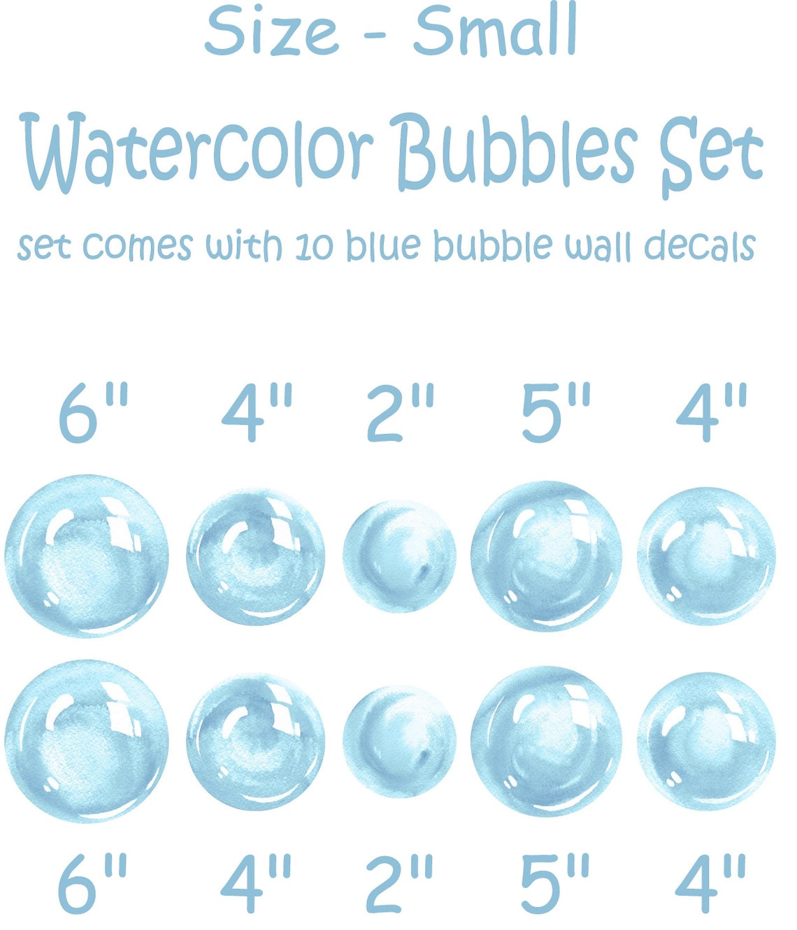 Watercolor Blue Bubbles Wall Decal Set Ocean Sea Bubble Wall | Etsy
