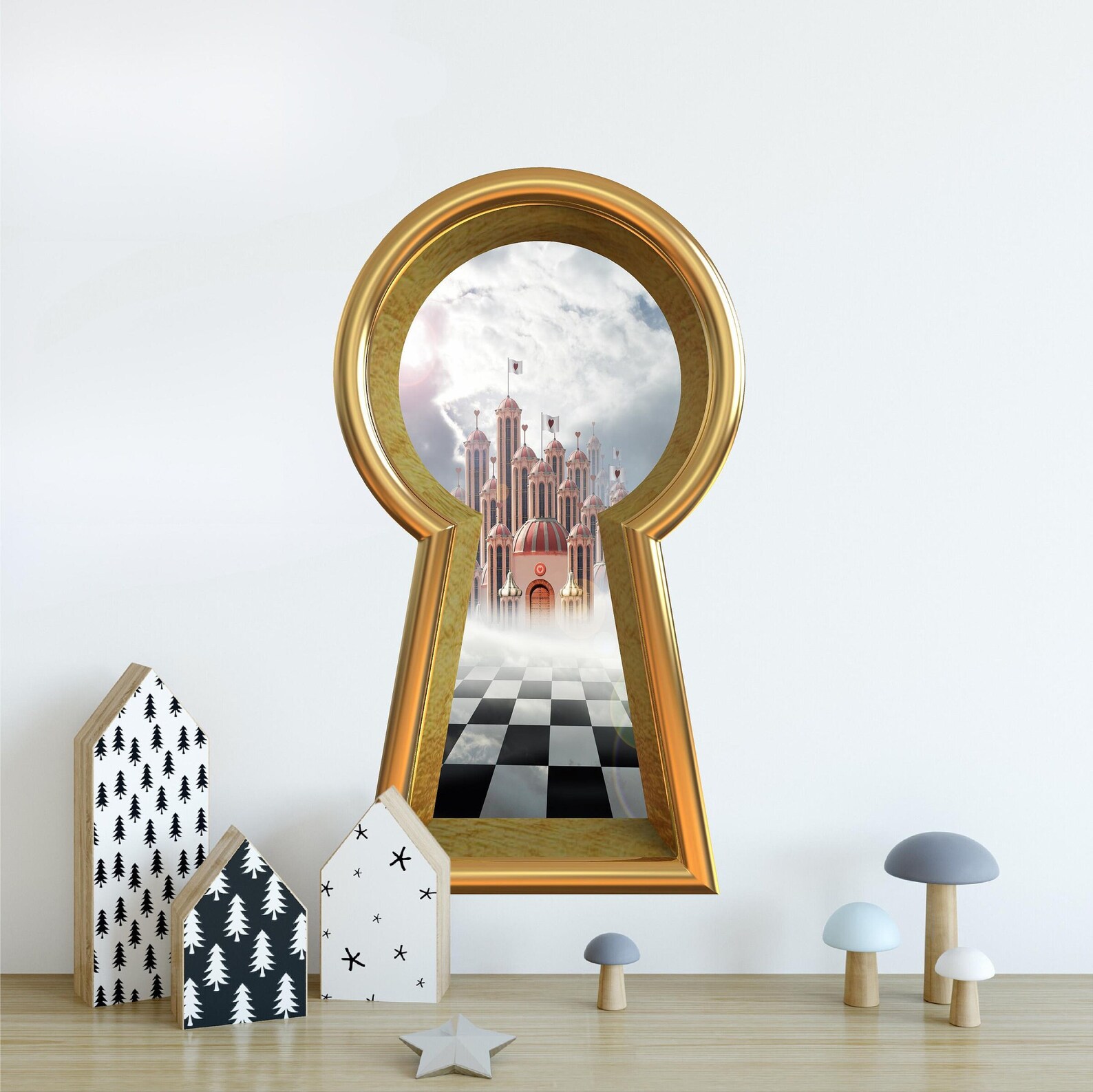 3d Keyhole Fabric Wall Decal - Queen of Hearts Castle - 3D Keyhole Wall ...