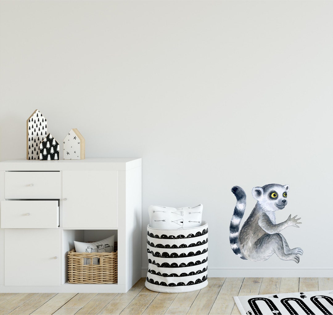 Baby Lemur Wall Decal Safari Animal Wall Sticker Removable Fabric for ...