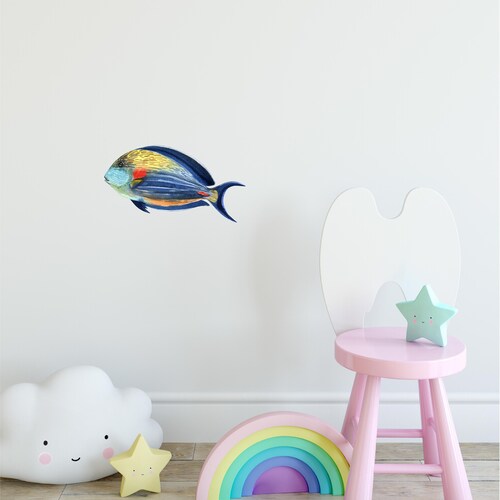 Watercolor Tropical Fish Wall Decal Set 3 Ocean Sea Life - Etsy