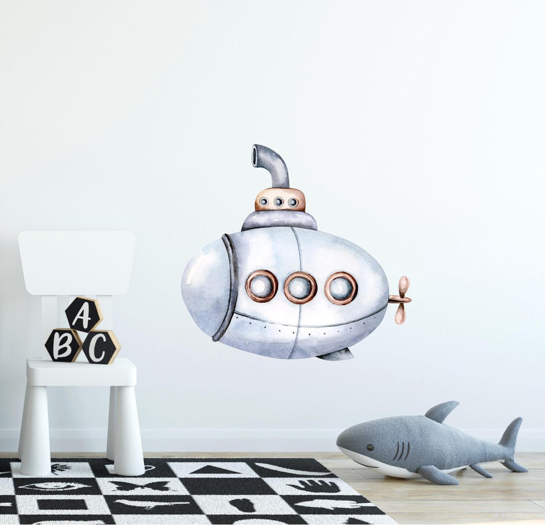 Under the Sea Submarine Fabric Wall Decal, Repositionable Ocean Decal ...