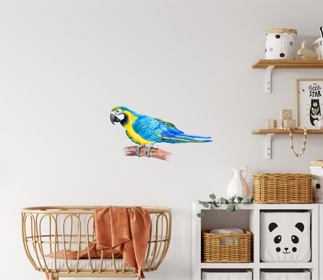 Blue Gold Macaw Parrot Wall Decal Removable Fabric Wall Sticker - Etsy