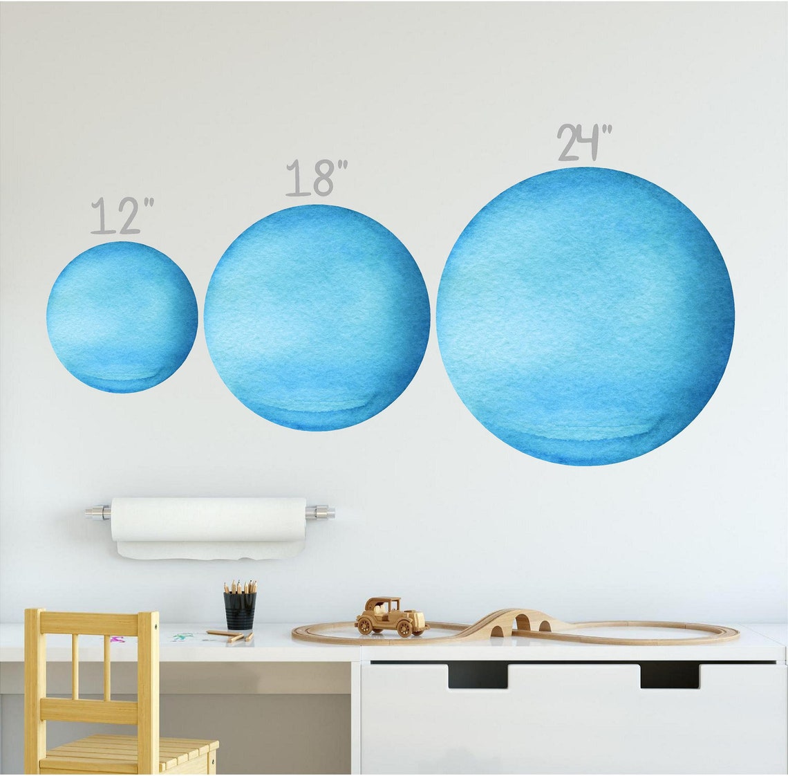 Planet Uranus Watercolor Wall Decal Sticker Solar System Mural | Etsy
