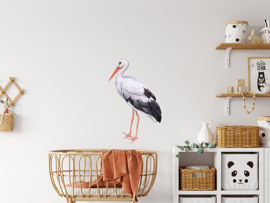 Stork Wall Decal Removable Fabric Wall Sticker Baby Nursery Decor - Etsy