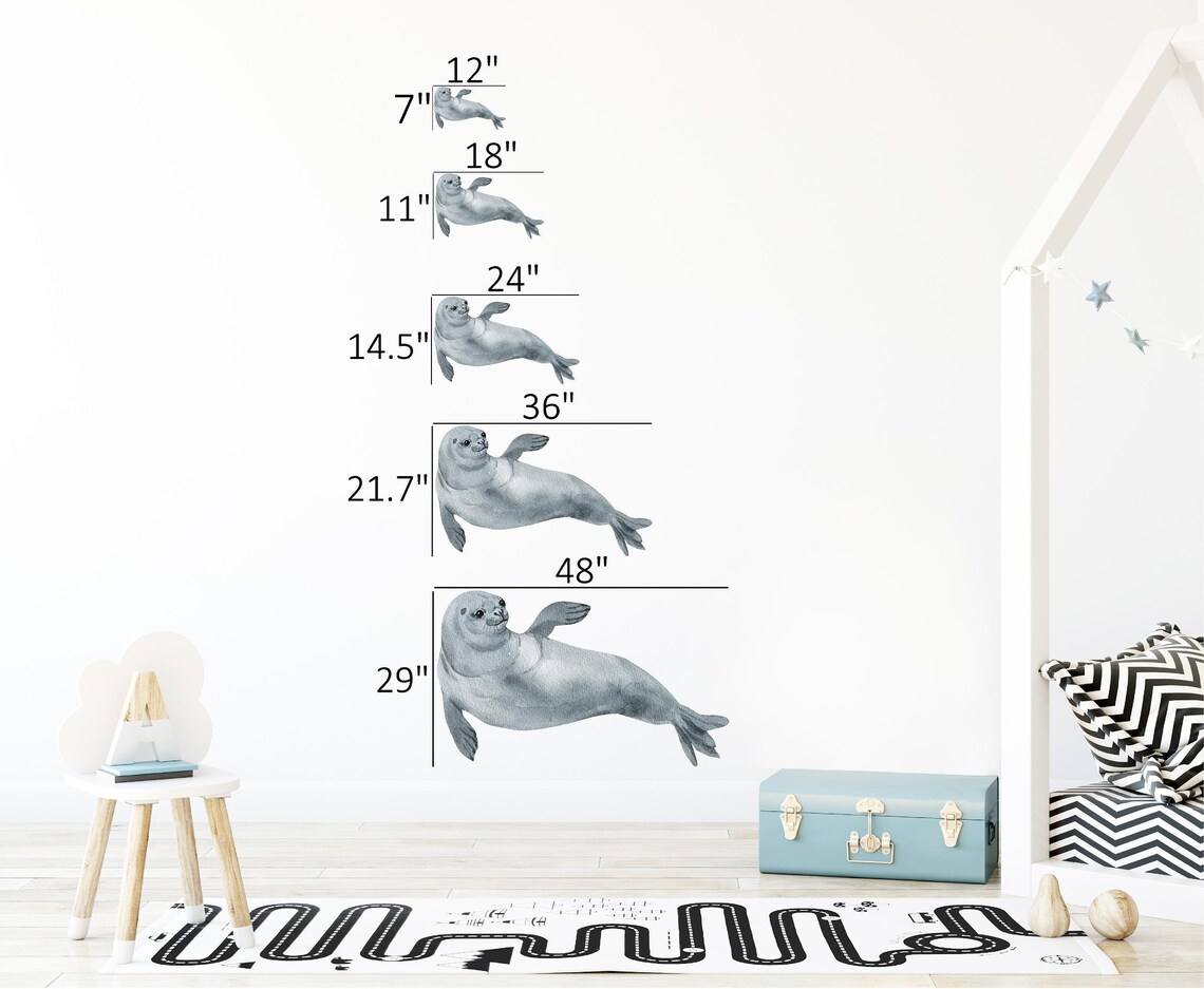 Watercolor Hawaiian Monk Seal Wall Decal Removable Fabric | Etsy