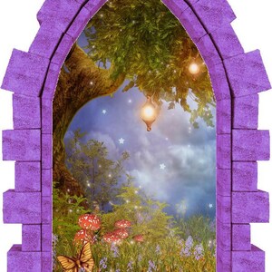 Enchanted Lantern Tree Castle Window Wall Decal 3D Wall Sticker ...