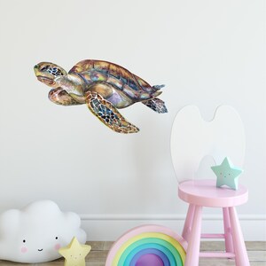 Watercolor Rainbow Sea Turtle Wall Decal Ocean Sea Life Removable ...
