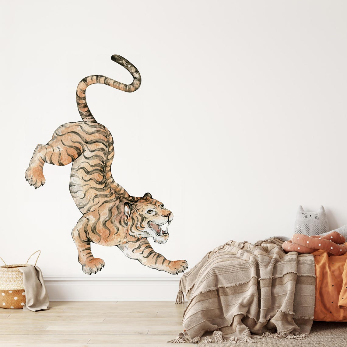 Chinoiserie Watercolor Tiger Wall Decal – Roaring Tiger Peel & Stick ...
