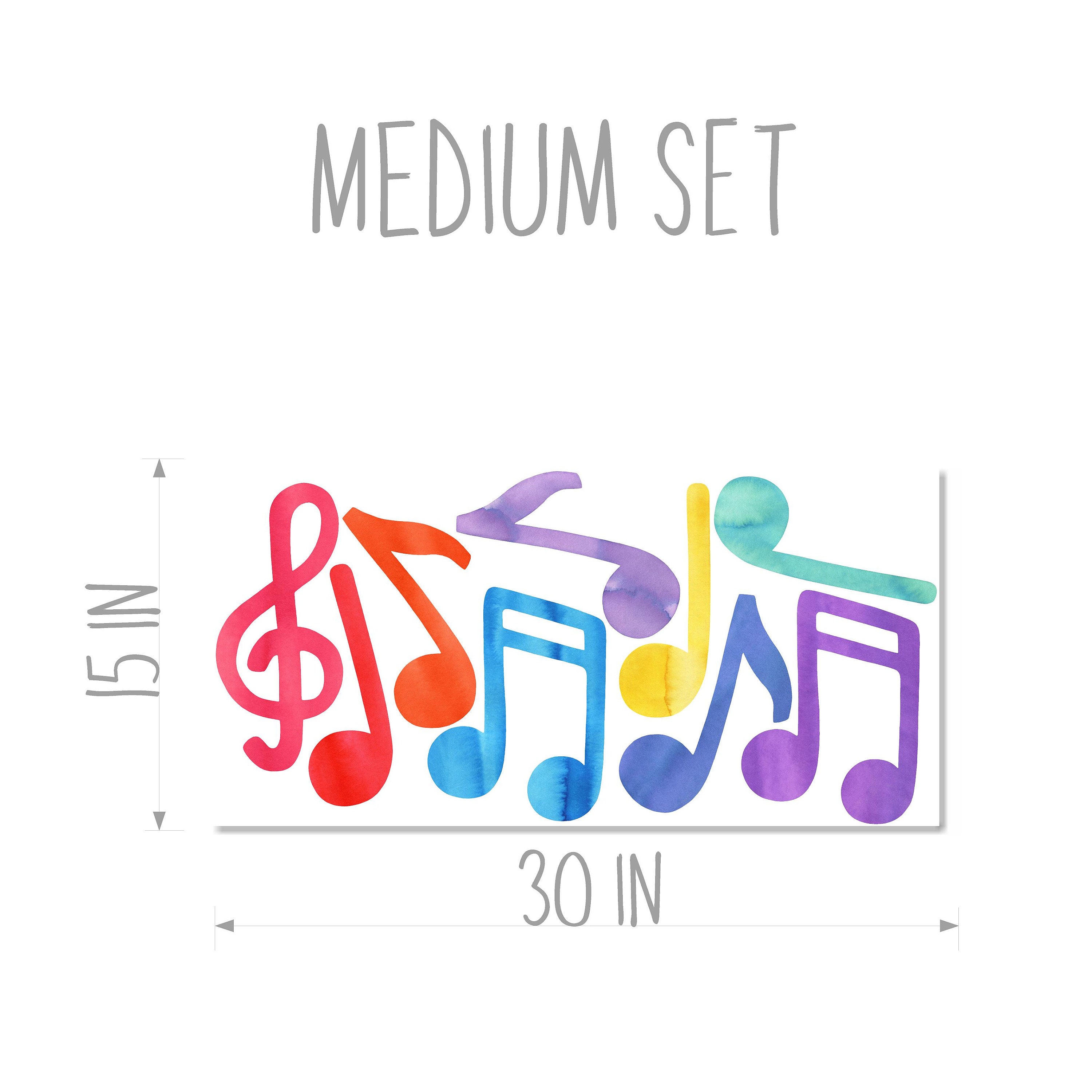Rainbow Music Notes Wall Decal Set of 9 Watercolor Colorful - Etsy