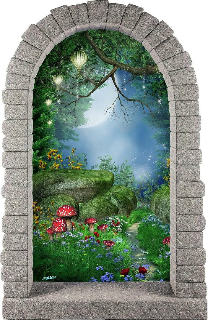 Rounded Stone Castle Window Wall Decal Enchanted Lantern - Etsy