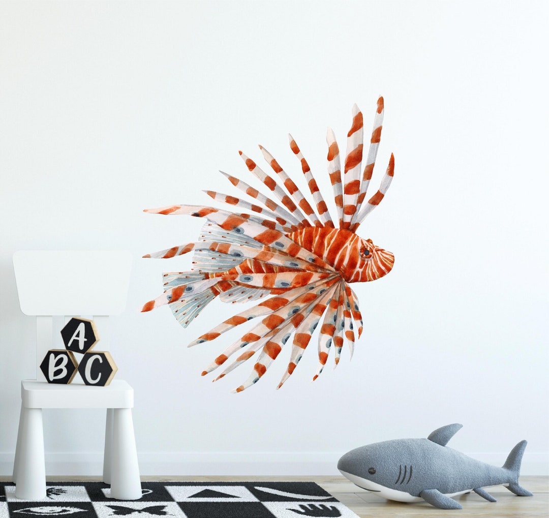 Ocean Lionfish Tropical Fish Wall Decal #4 Sea Fishes Removable Fabric ...