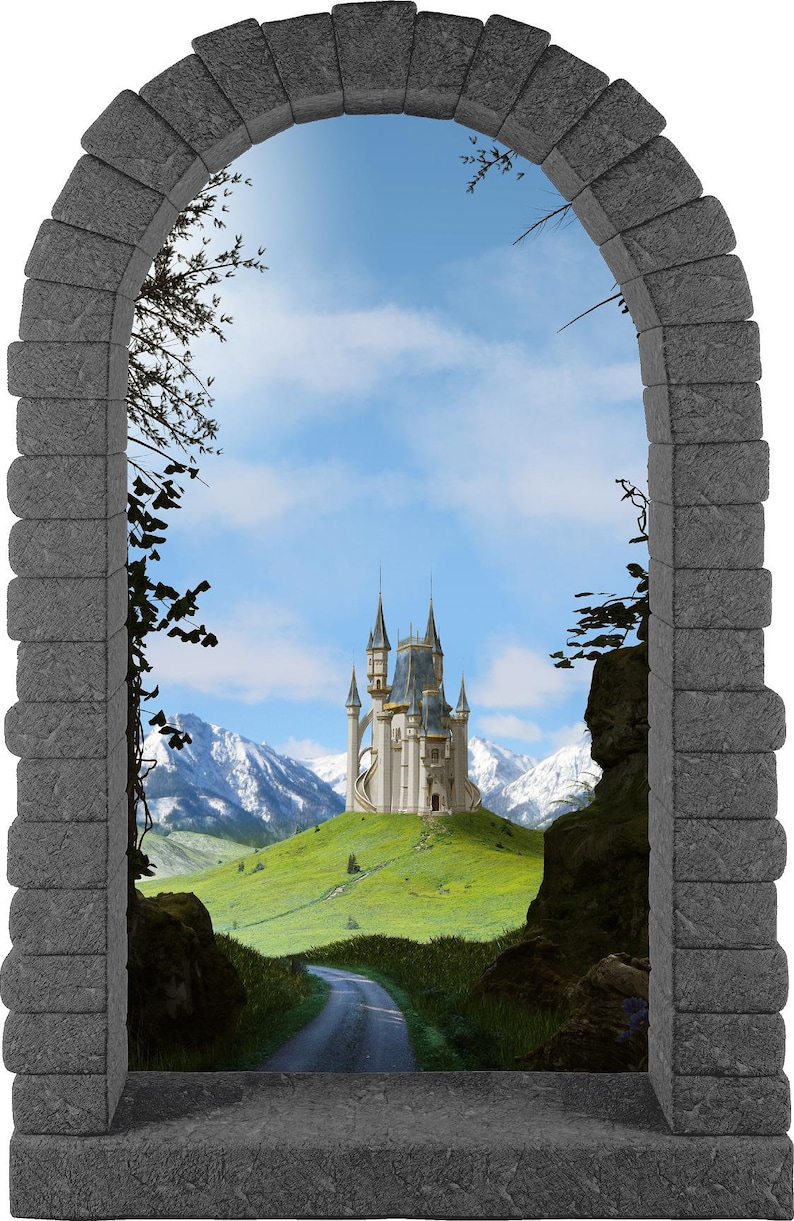 Rounded Stone Castle Window Wall Decal Castle View From Forest - Etsy