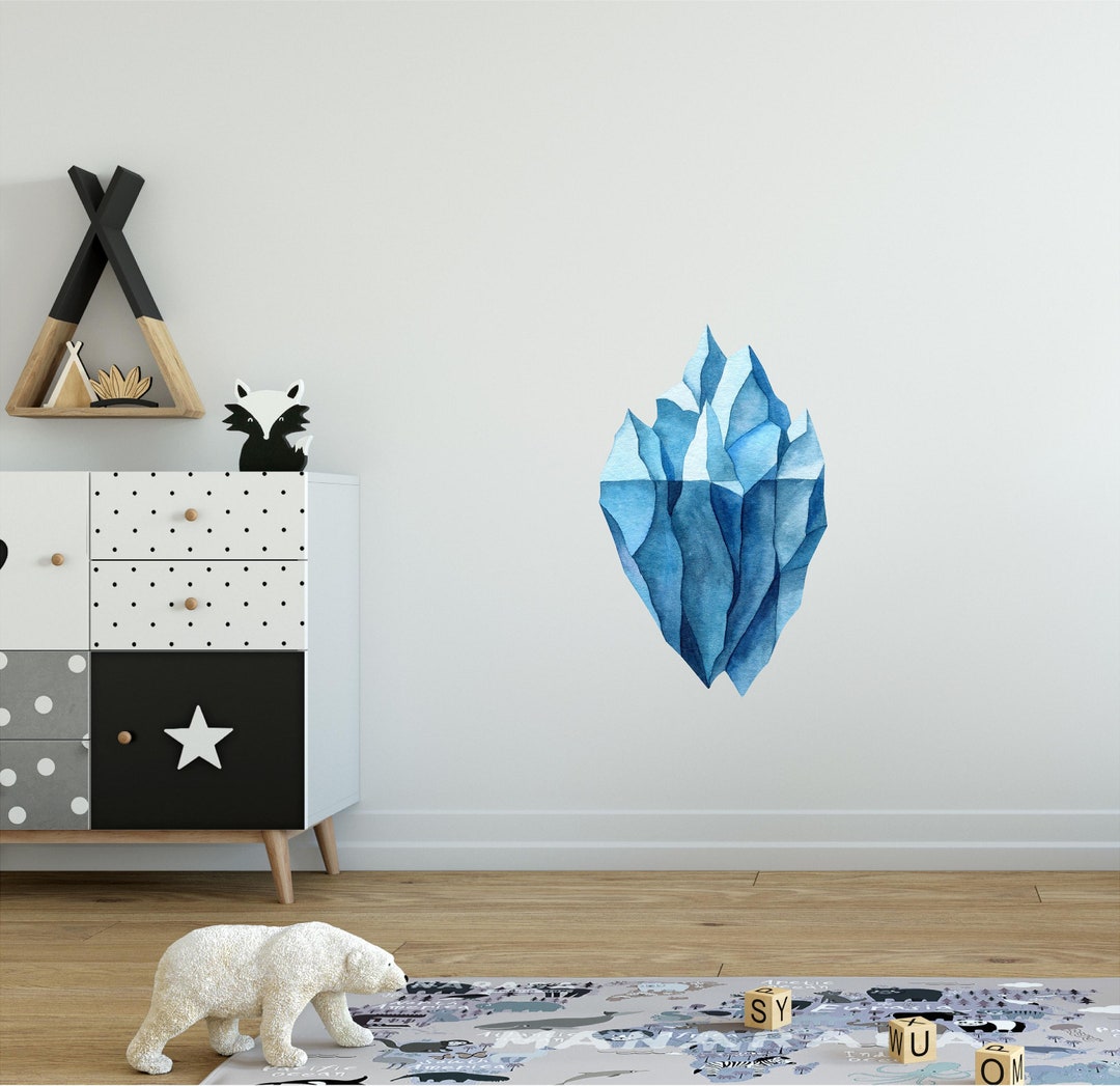 Watercolor Iceberg Wall Decal Arctic Ocean Sea Life Removable Fabric ...
