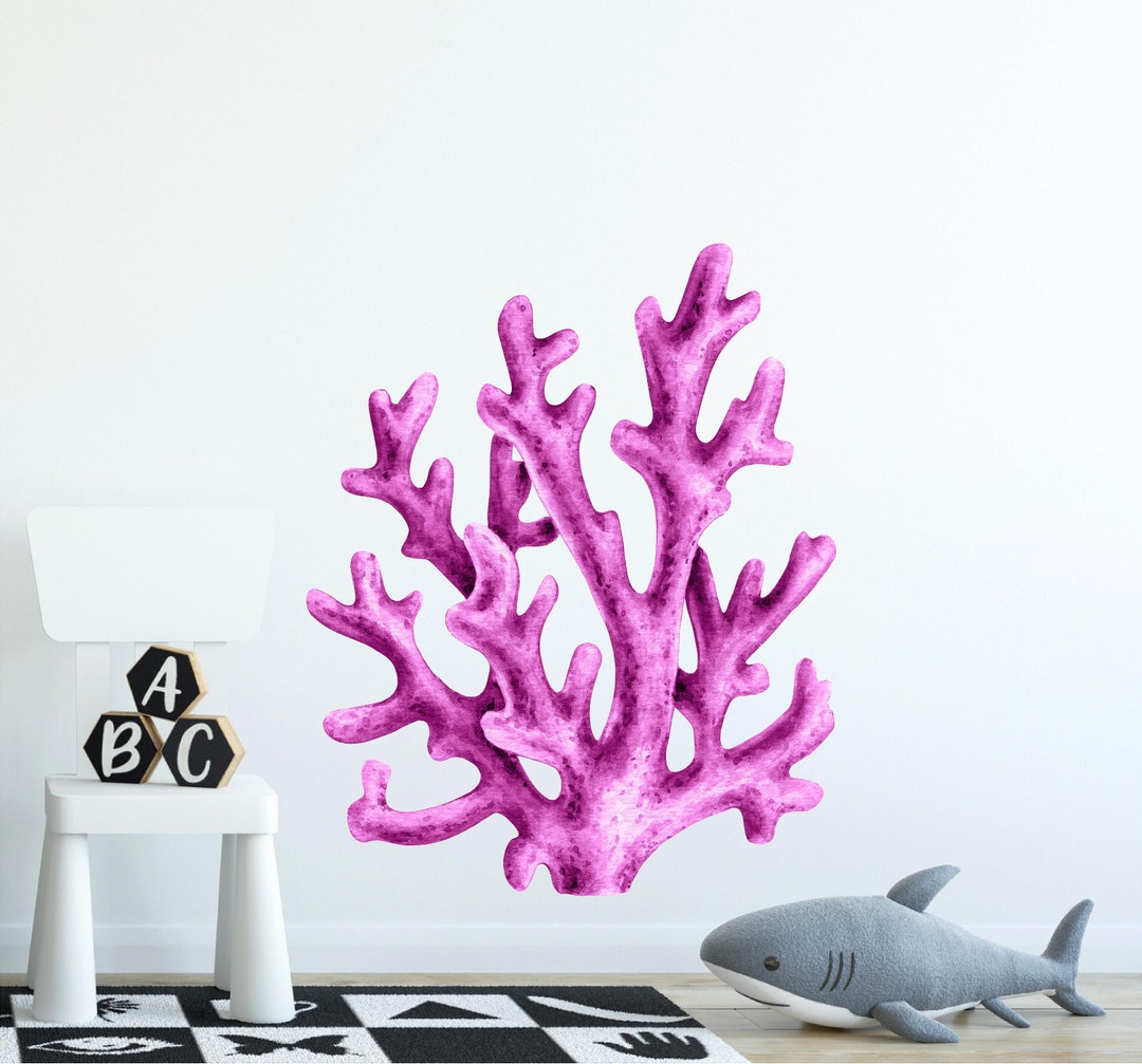 Magenta Coral Wall Decal Ocean Sea Coral Reef Removable Fabric Wall ...