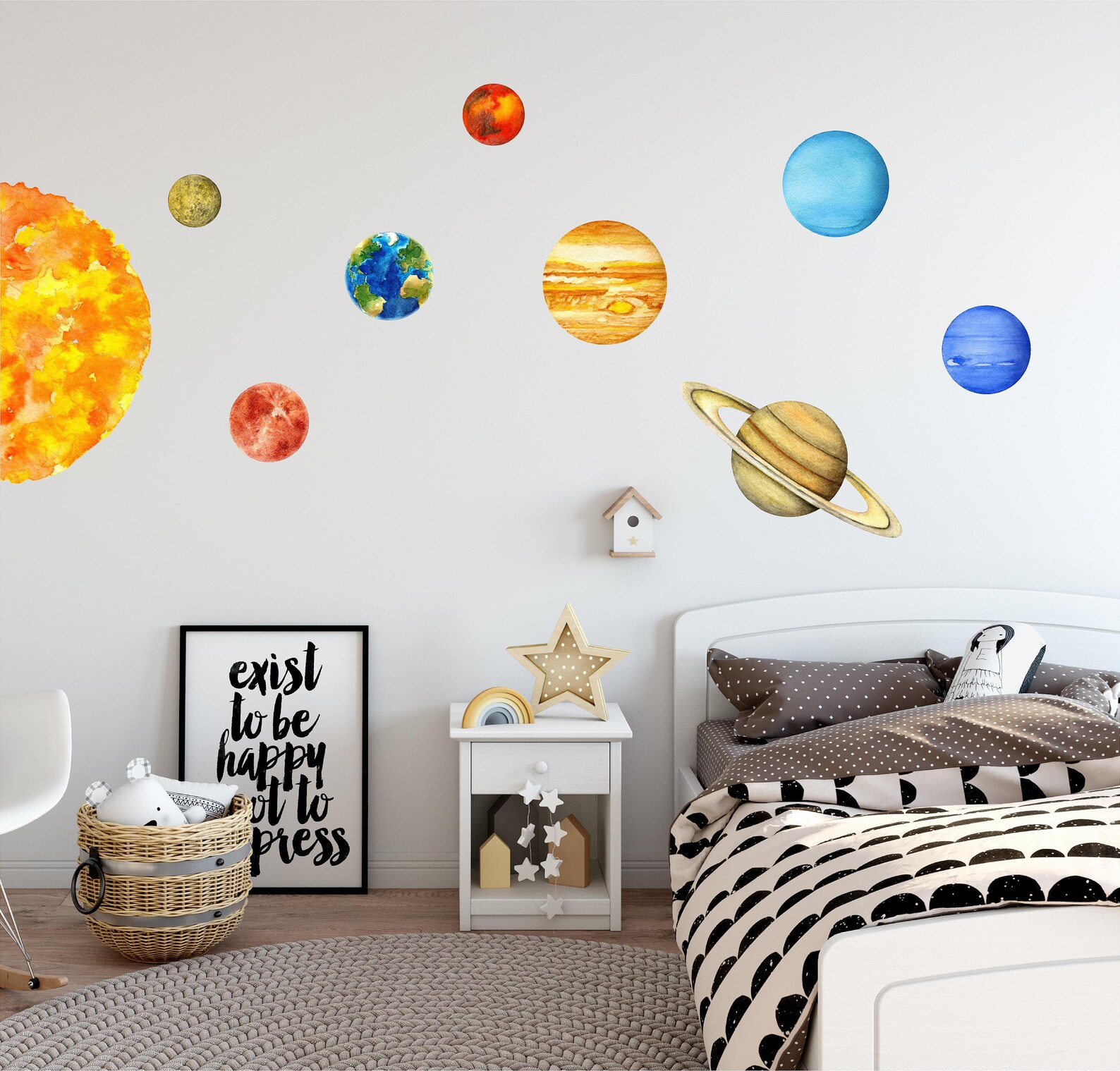 Watercolor Planets Space Wall Decal Set Solar System Planet - Etsy