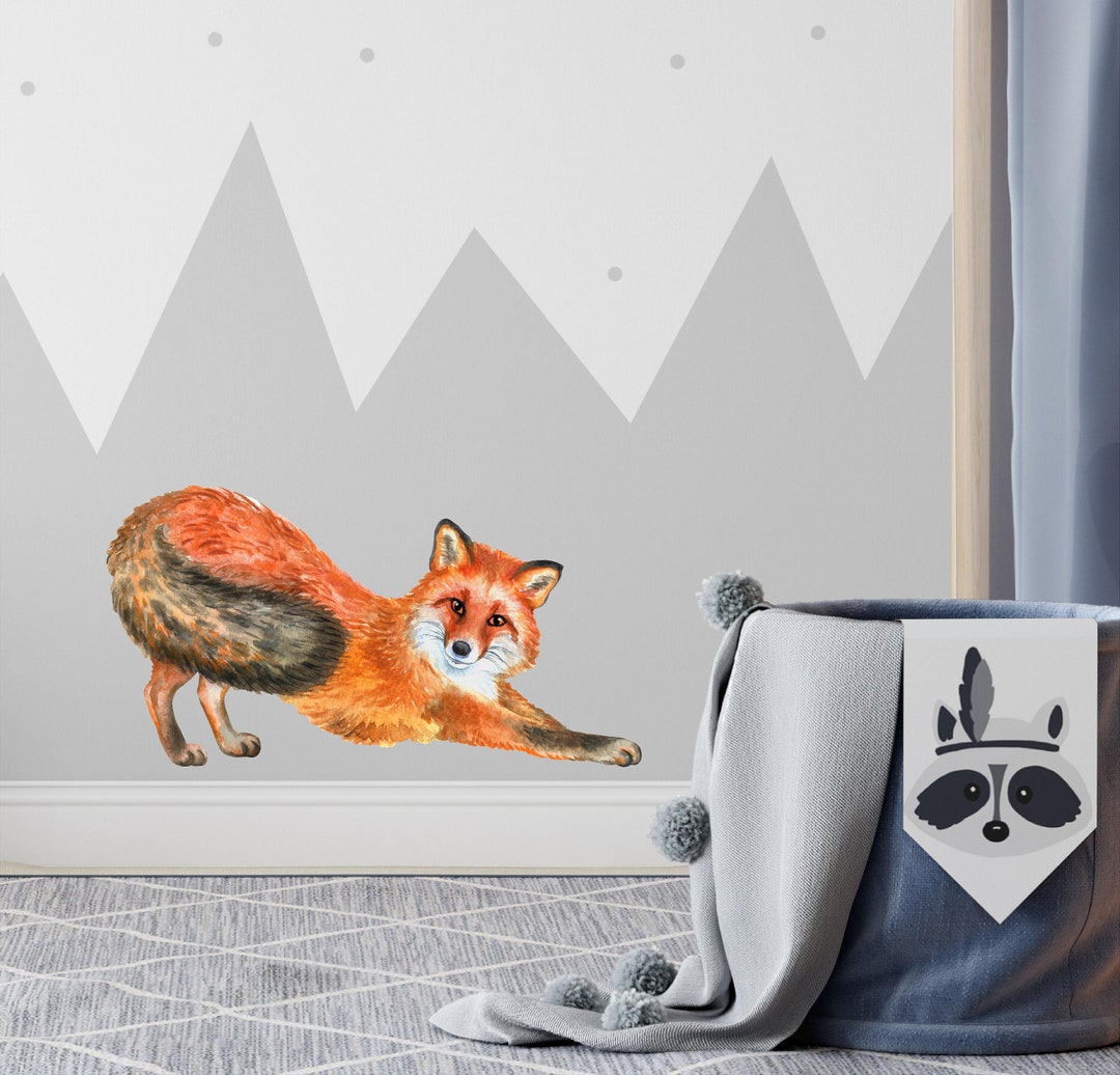 Fox #2 Wall Decal Woodland Forest Animals Red Fox Watercolor Wall ...