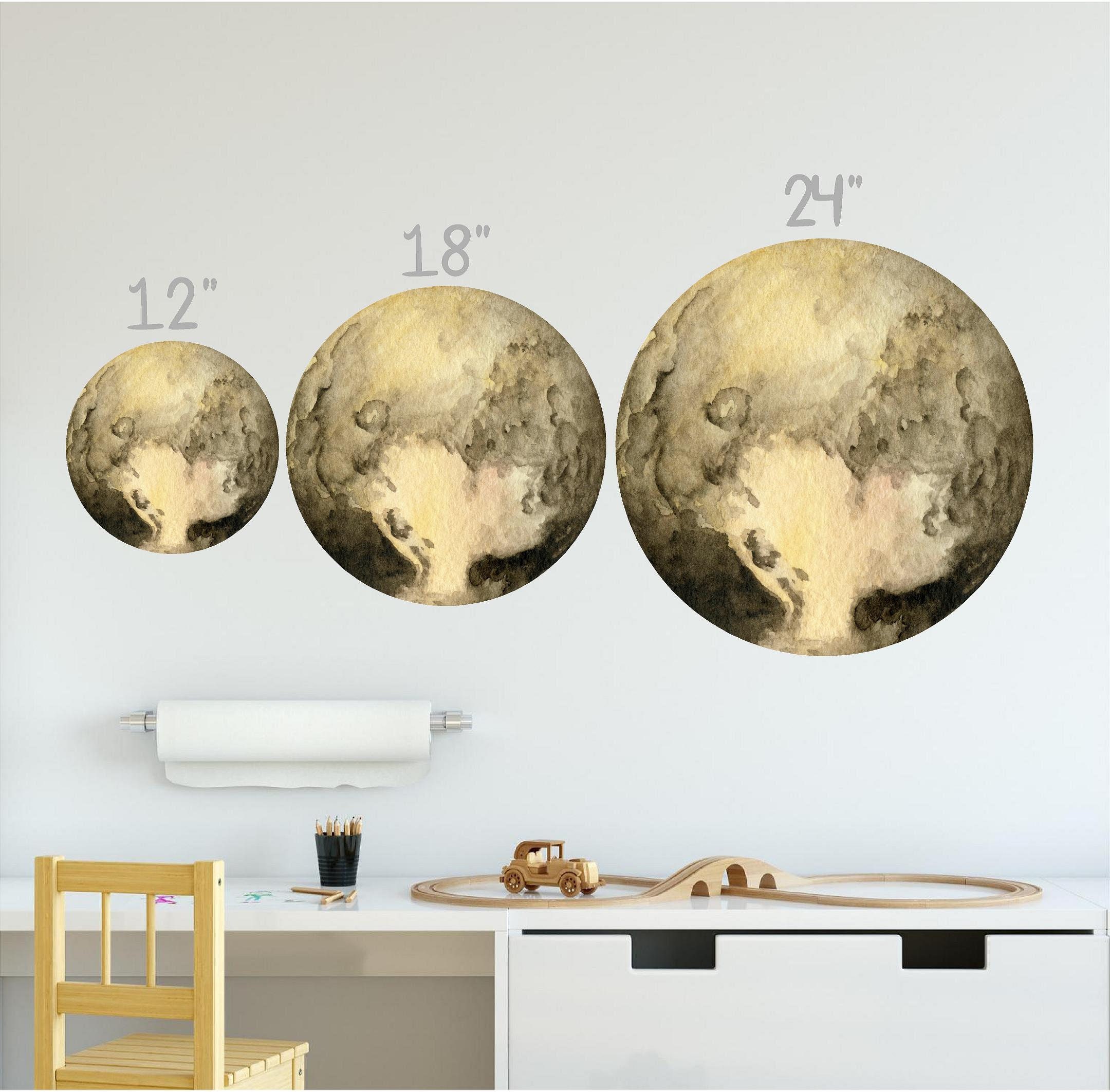 Planet Pluto Watercolor Wall Decal Sticker Solar System Mural | Etsy