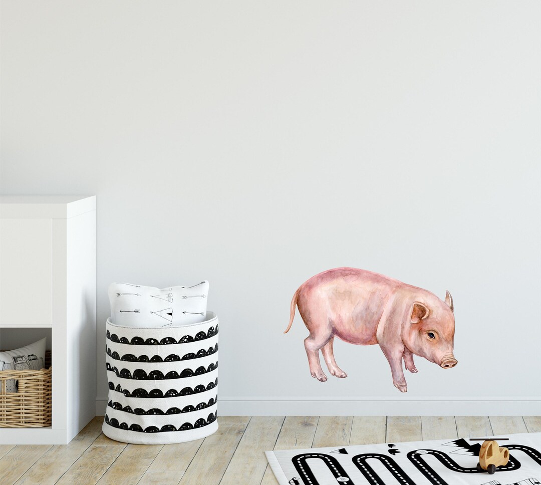 Farm Pig Wall Decal Watercolor Removable Fabric Wall Sticker - Etsy