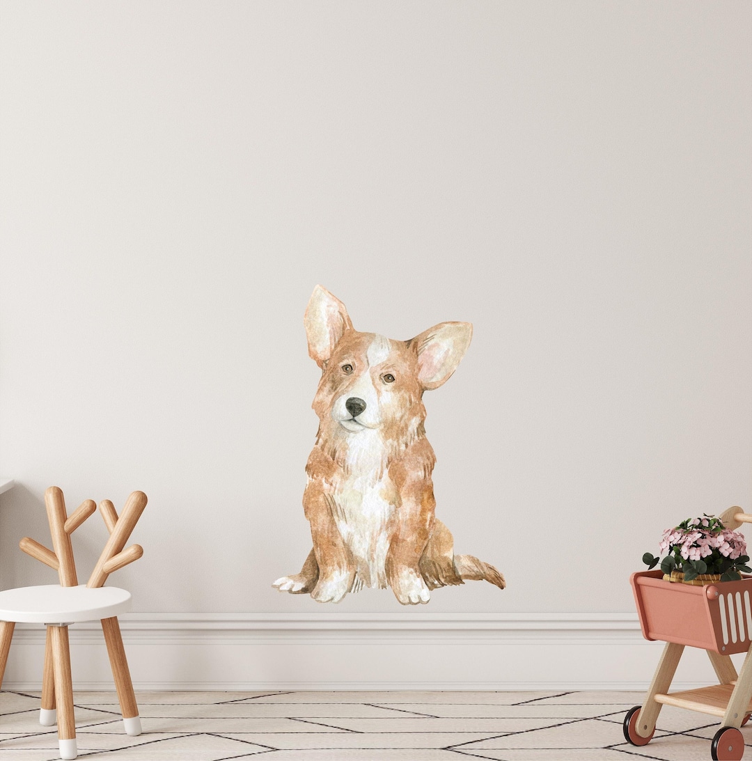 Corgi Dog Wall Decal Watercolor Removable Repositionable Peel and Stick ...
