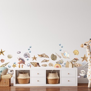 Beach Seashells Wall Decal Set Nautical Ocean Sea Shells Starfish Wall ...