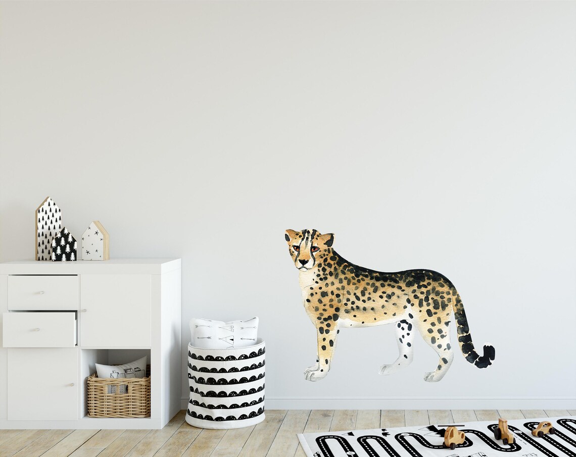 Cheetah Wall Decal Safari Animal Wall Sticker Removable Fabric - Etsy